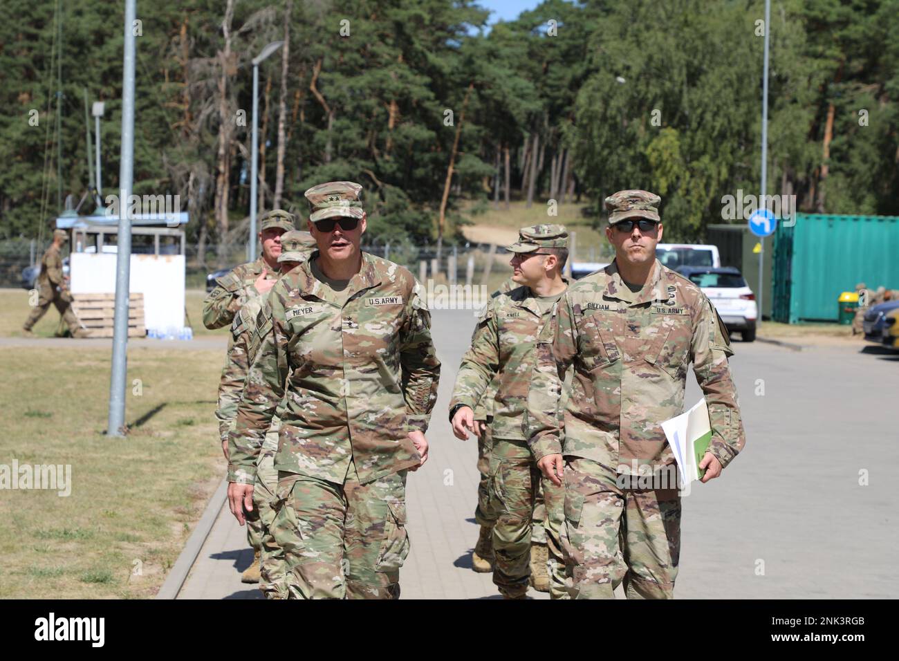 Maj. Gen. John V. Meyer III, 1st Infantry Division commanding general met with Col. John Gilliam ...