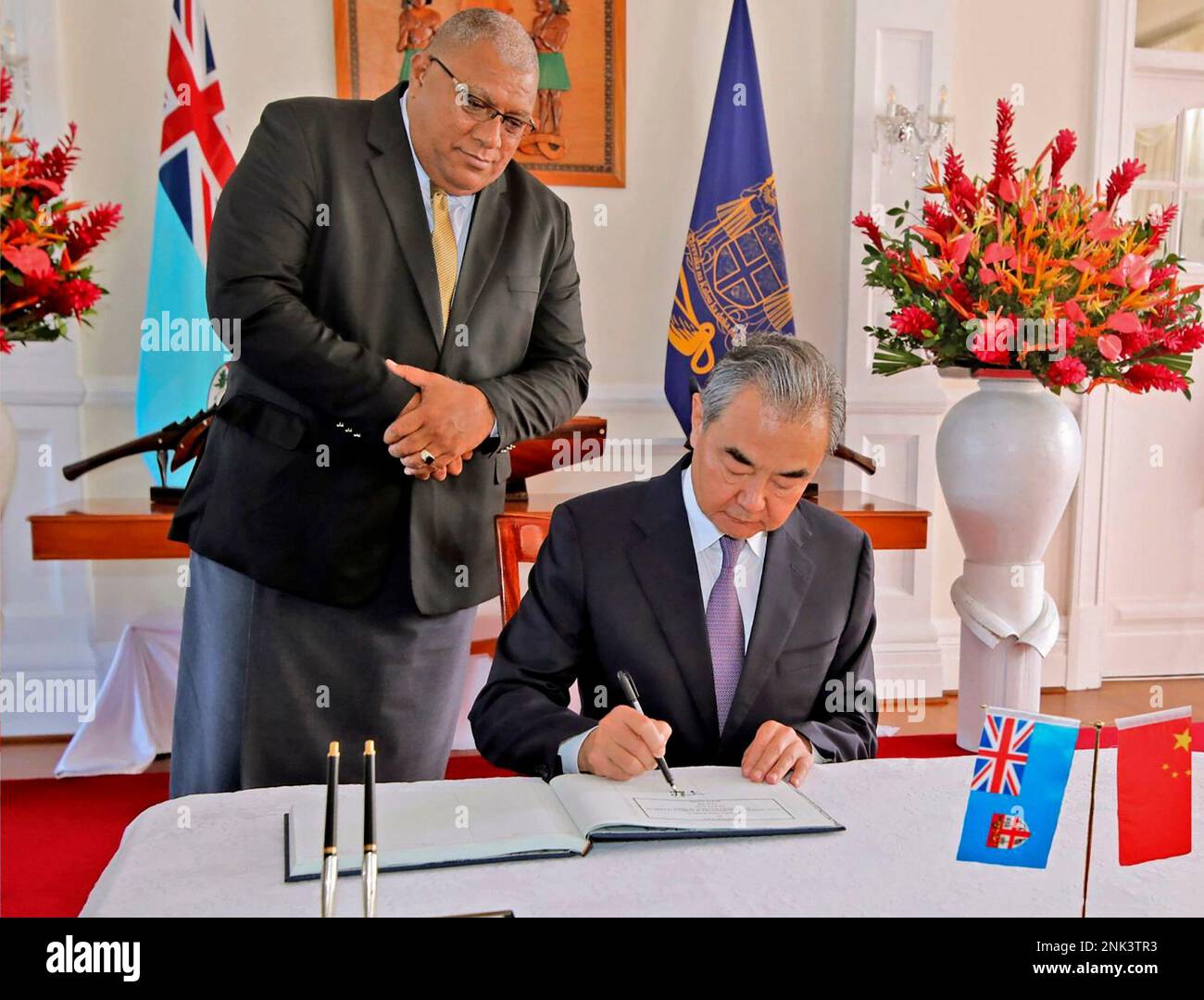 In this photo supplied by the Fiji government, the President of Fiji ...