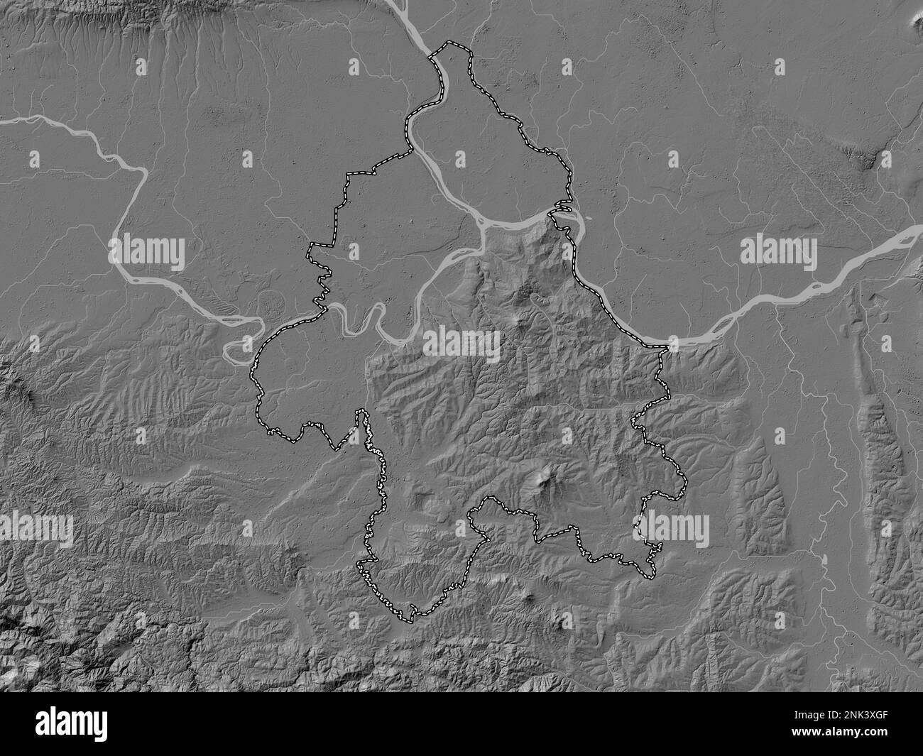 Grad Beograd, city of Serbia. Bilevel elevation map with lakes and ...