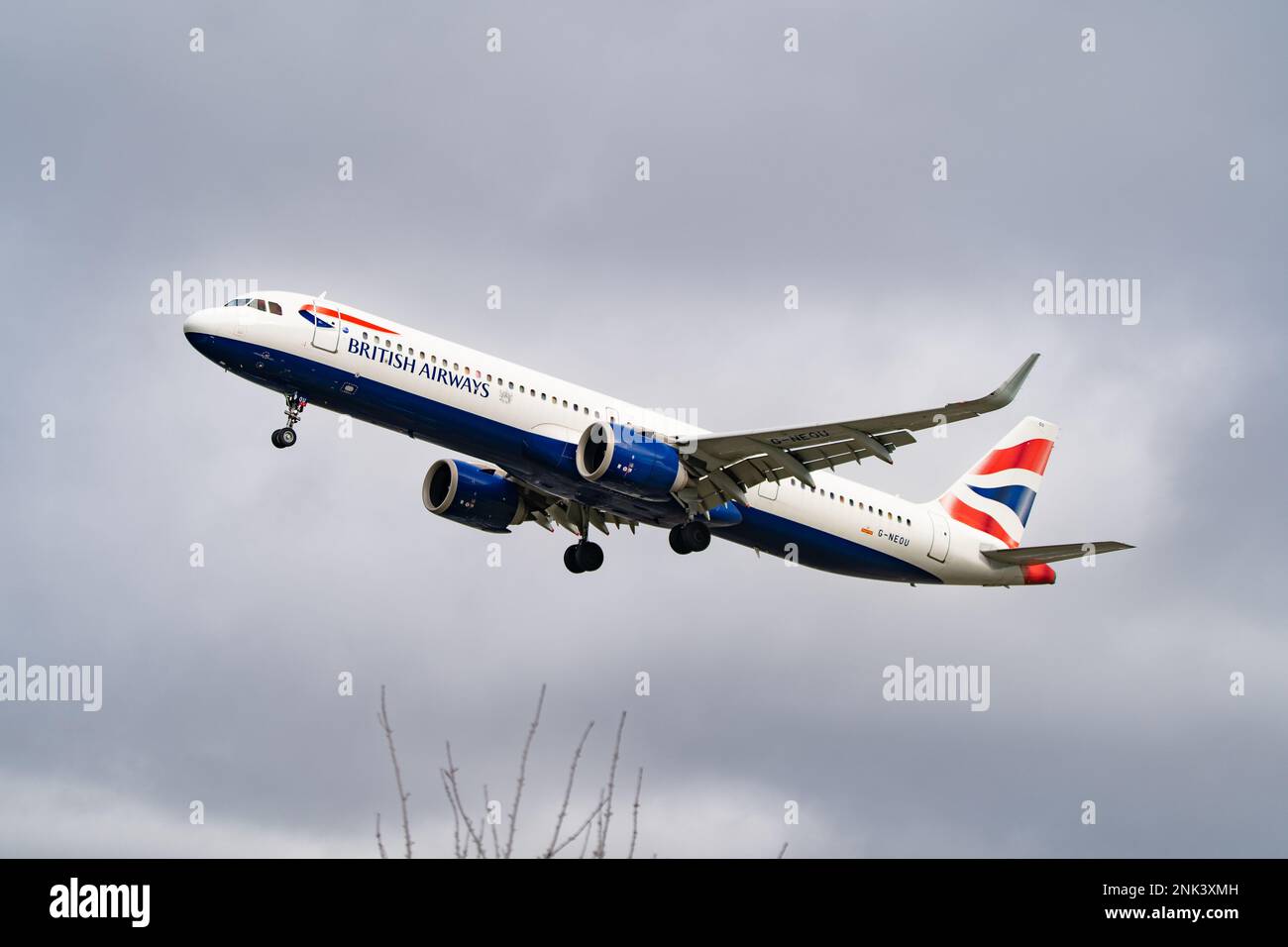 Heathrow Airport, London - February 20th 2023: British Airways Aircraft Landing Heathrow Airport ...