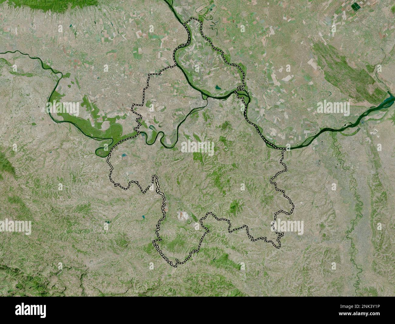 Grad Beograd, city of Serbia. High resolution satellite map Stock Photo ...