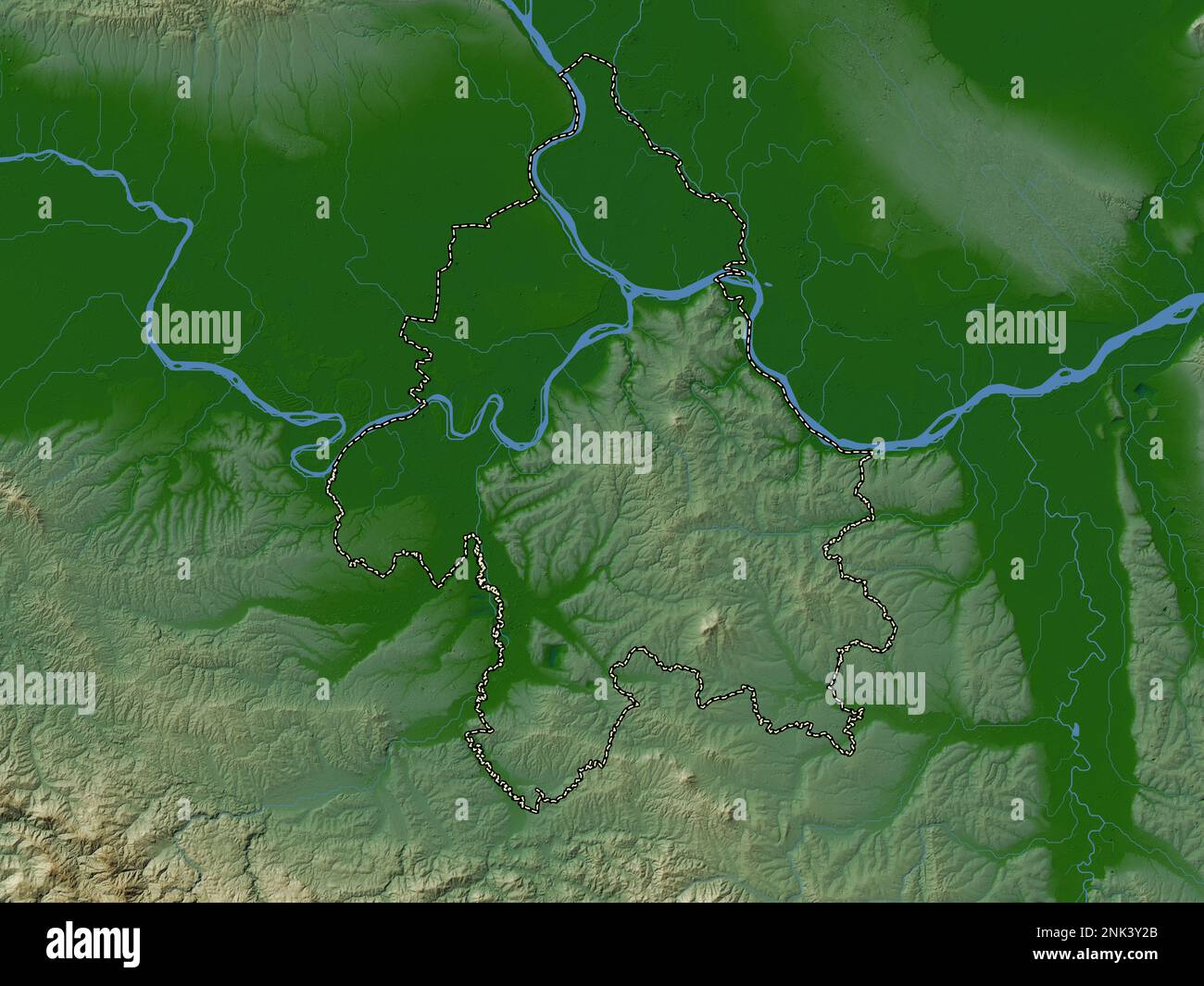 Grad Beograd, city of Serbia. Colored elevation map with lakes and ...