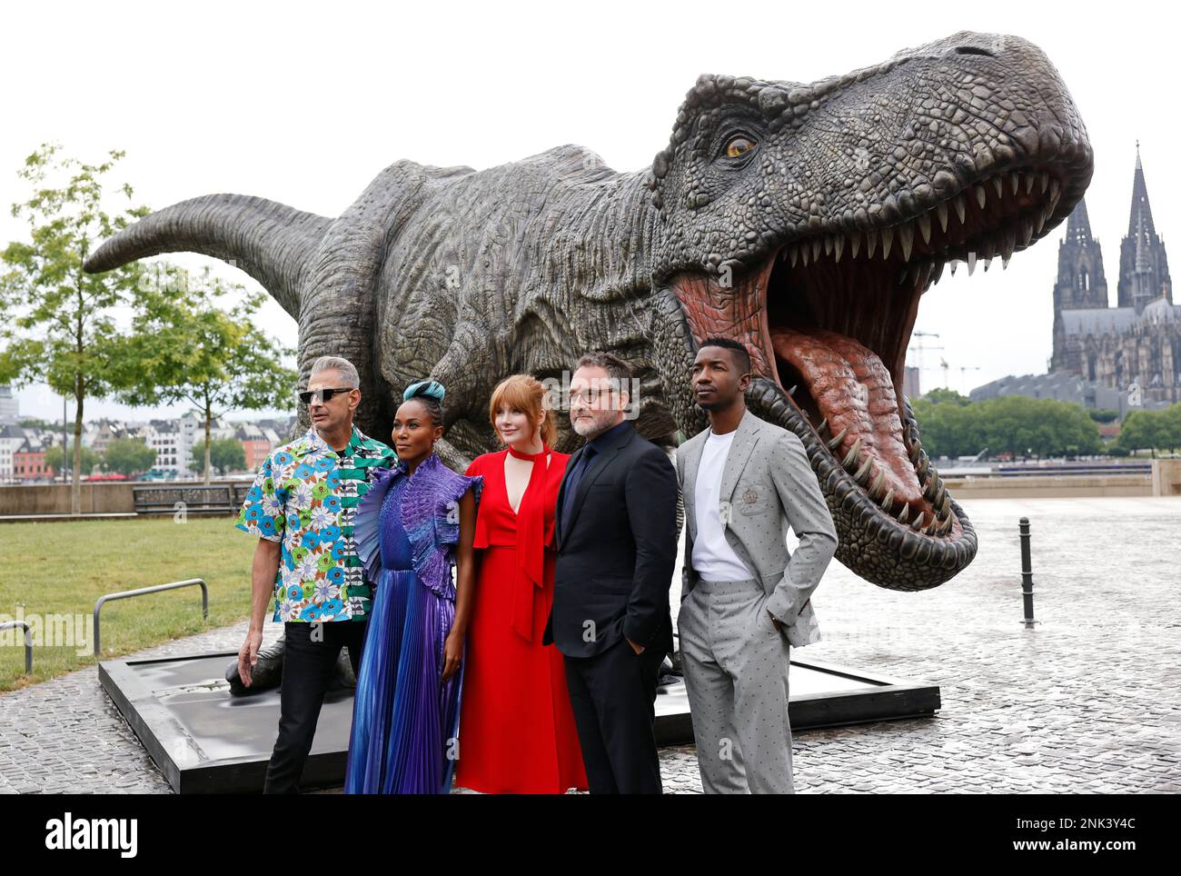 Actors from left, Jeff Goldblum, DeWanda Wise, Bryce Dallas Howard ...