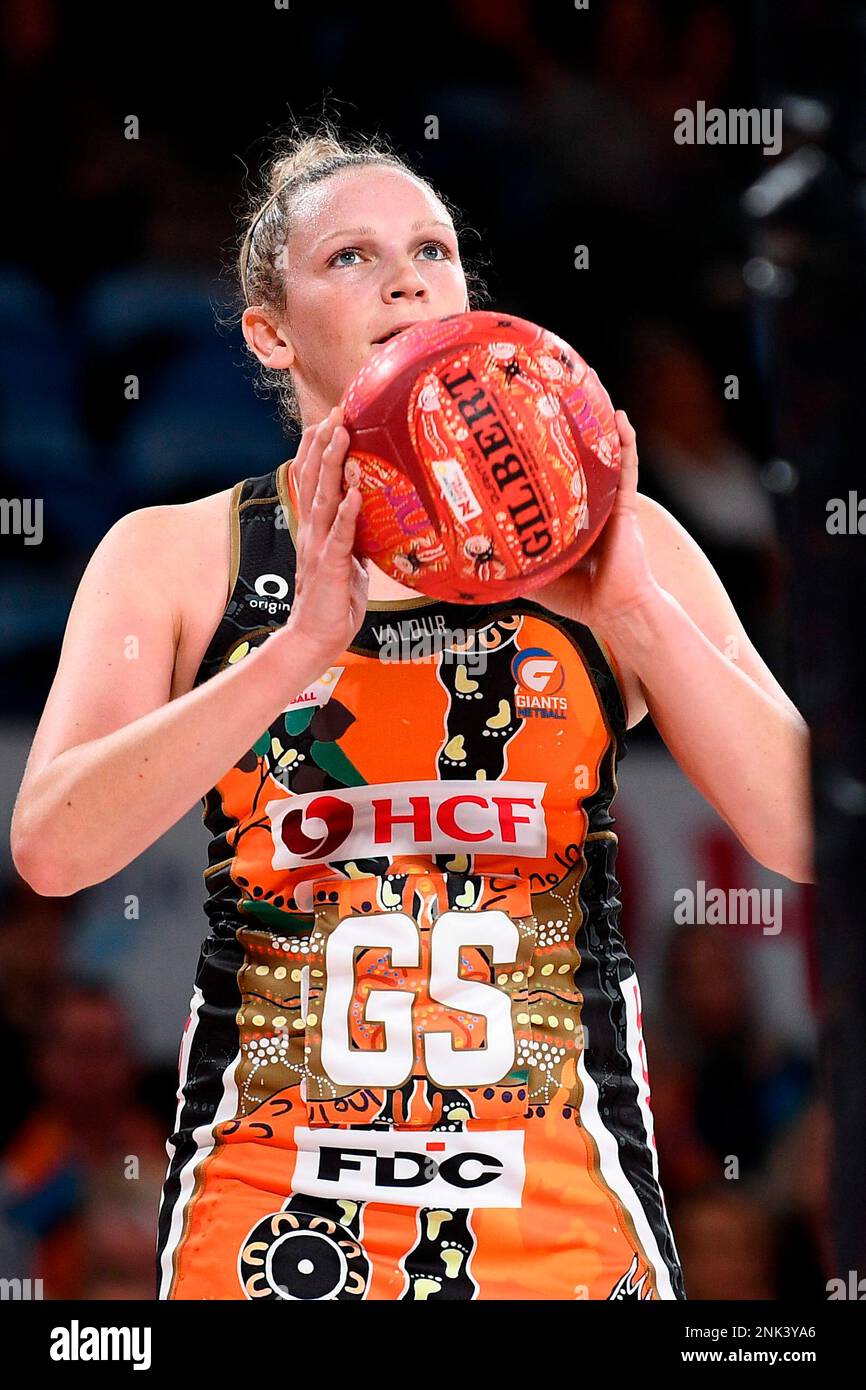SYDNEY, AUSTRALIA - MAY 29: Jo Harten of the Giants Netball shoots for ...