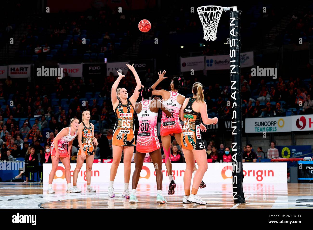 SYDNEY, AUSTRALIA - MAY 29: Jo Harten of the Giants Netball shoots for ...