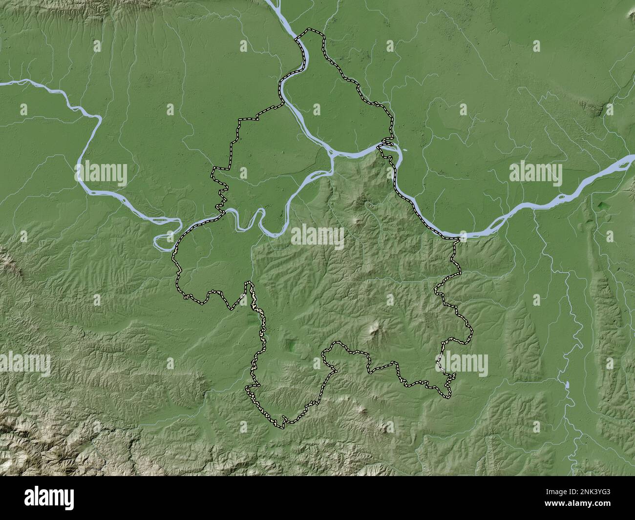 Grad Beograd, city of Serbia. Elevation map colored in wiki style with ...