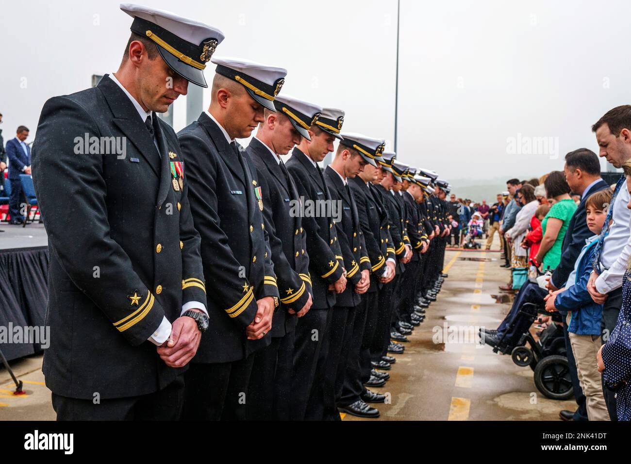U.S Navy service members during the first in-person commissioning ...