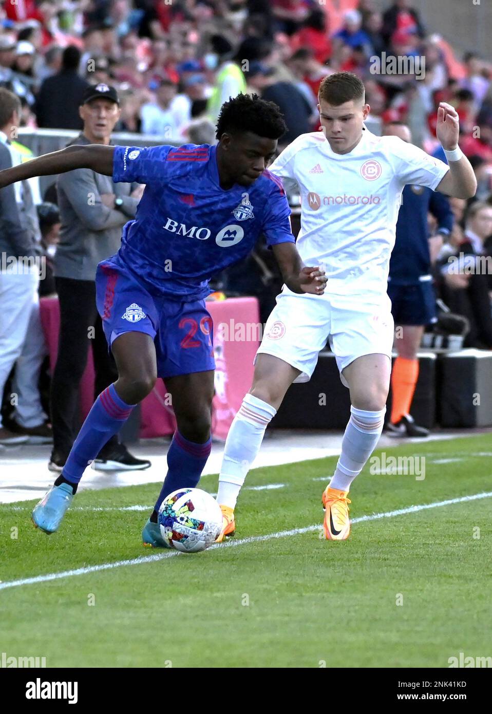 Toronto FC's Deandre Kerr, left, vies for possession of the ball ...