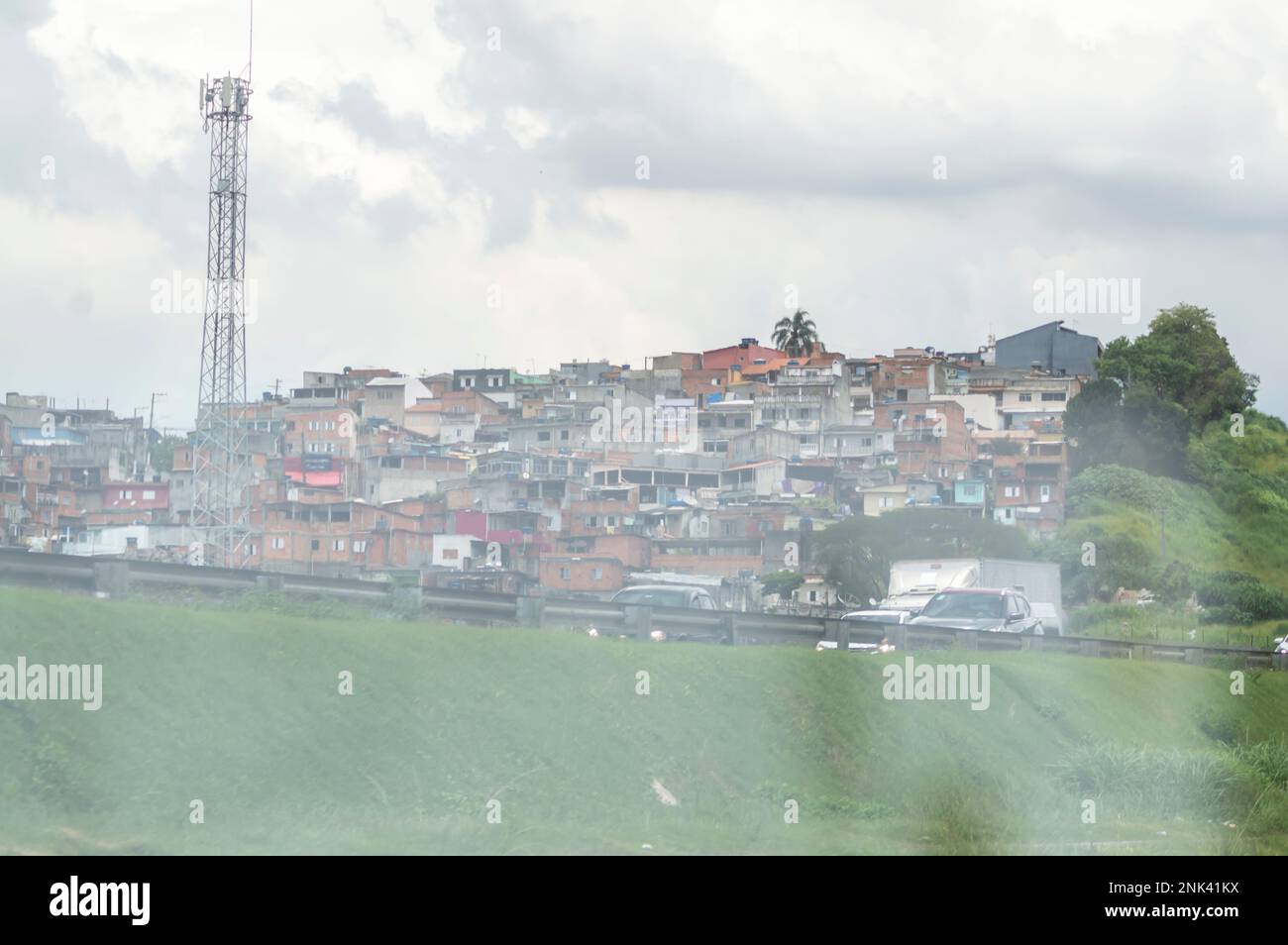 Saõ paulo-sp,brasil-february 22,2023 Brazilian favela in the middle of ...