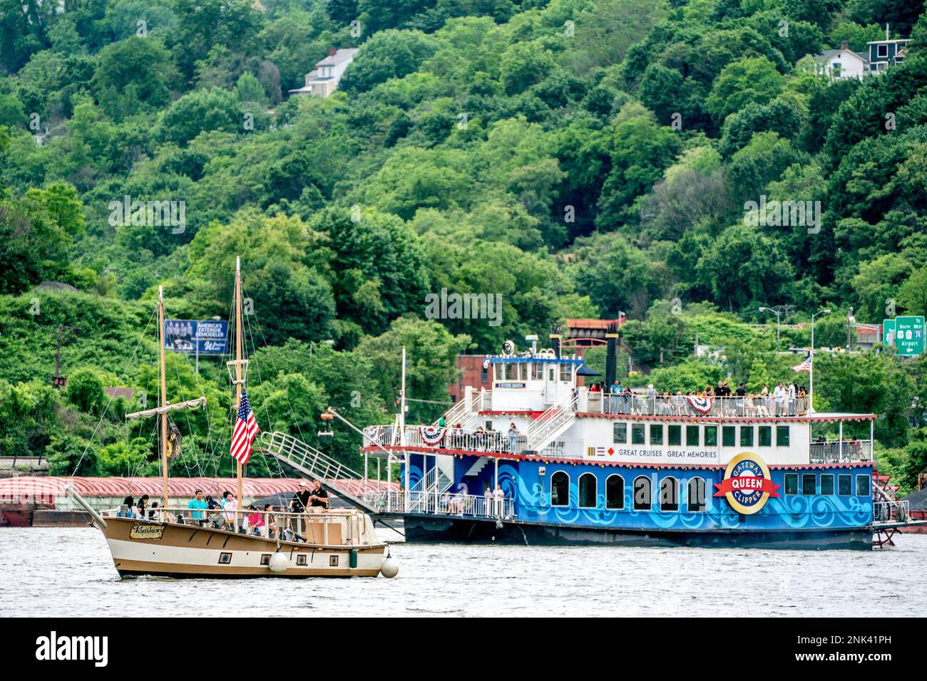 The Kraken, left, a vessel with the Pittsburgh Pirate Ship company, and ...