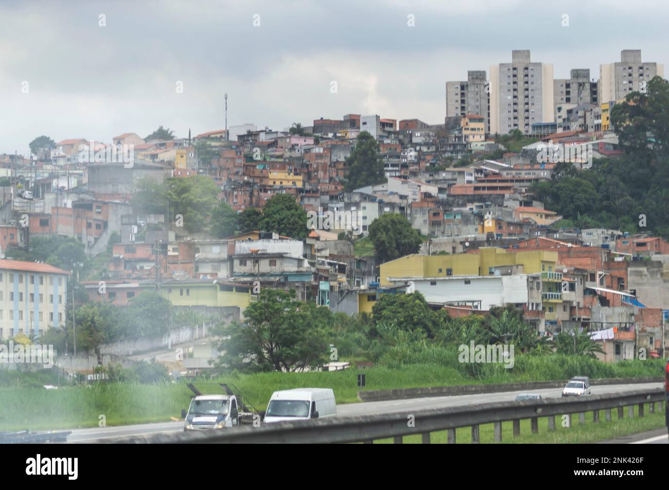 Saõ paulo-sp,brasil-february 22,2023 Brazilian favela in the middle of ...