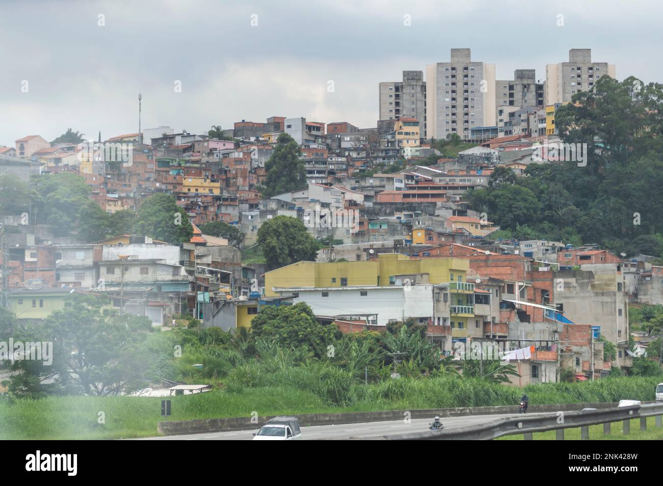 Saõ paulo-sp,brasil-february 22,2023 Brazilian favela in the middle of ...
