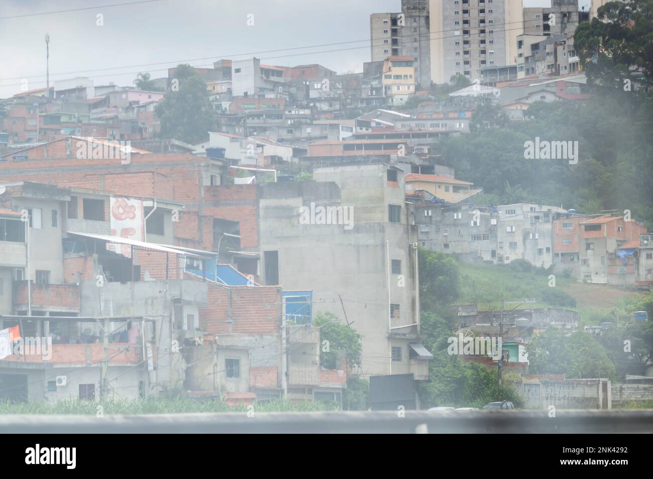 Saõ paulo-sp,brasil-february 22,2023 Brazilian favela in the middle of ...