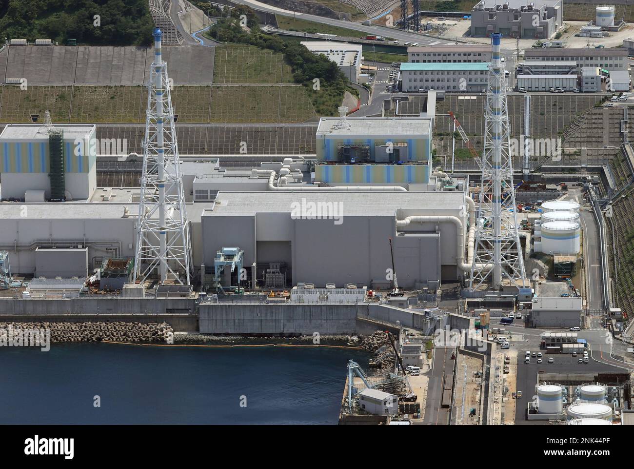An aerial photo shows the Shimane Nuclear Power of the Chugoku Electric ...