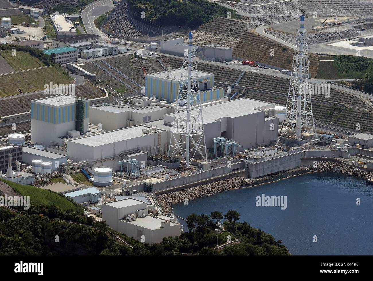 An aerial photo shows the Shimane Nuclear Power of the Chugoku Electric ...