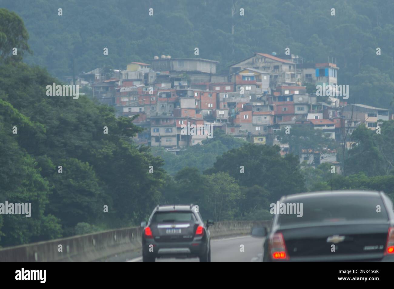 Saõ paulo-sp,brasil-february 22,2023 Brazilian favela in the middle of ...