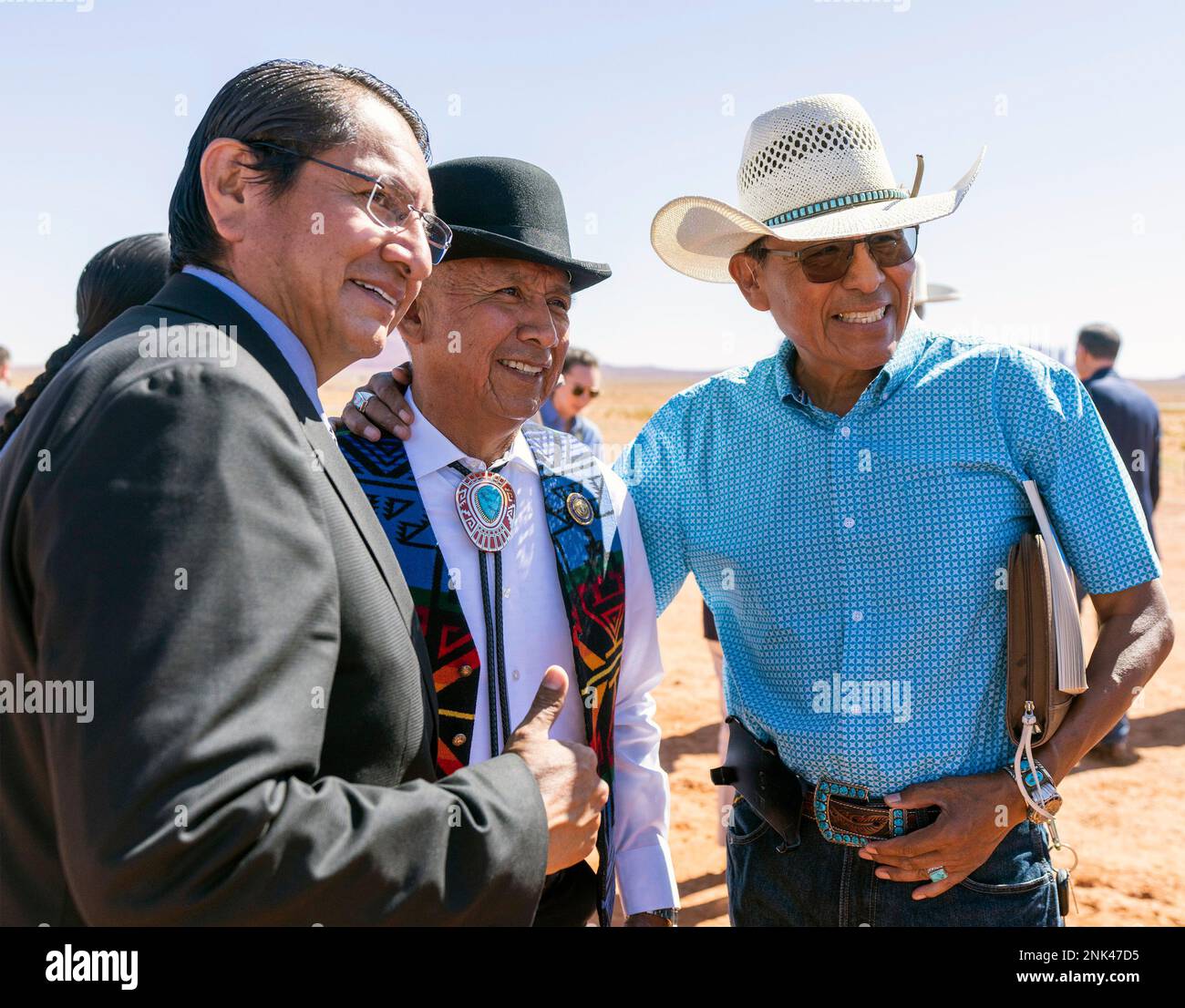Jonathan Nez, left, president of the Navajo Nation poses for a photo ...