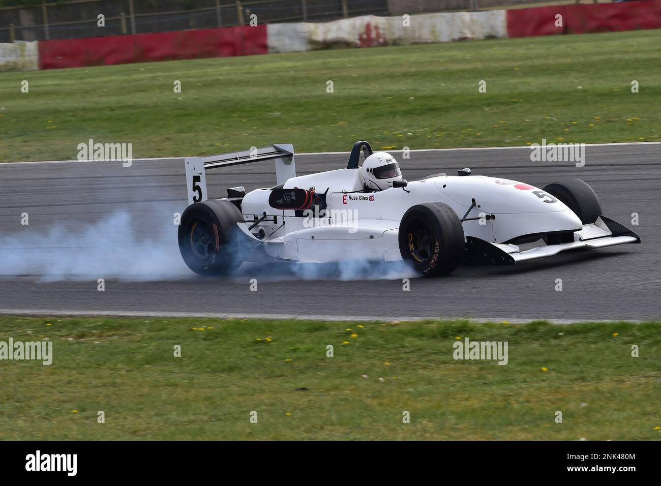 Front wheel lock up and tyre smoke, Russ Giles, Dallara F398, Monoposto ...
