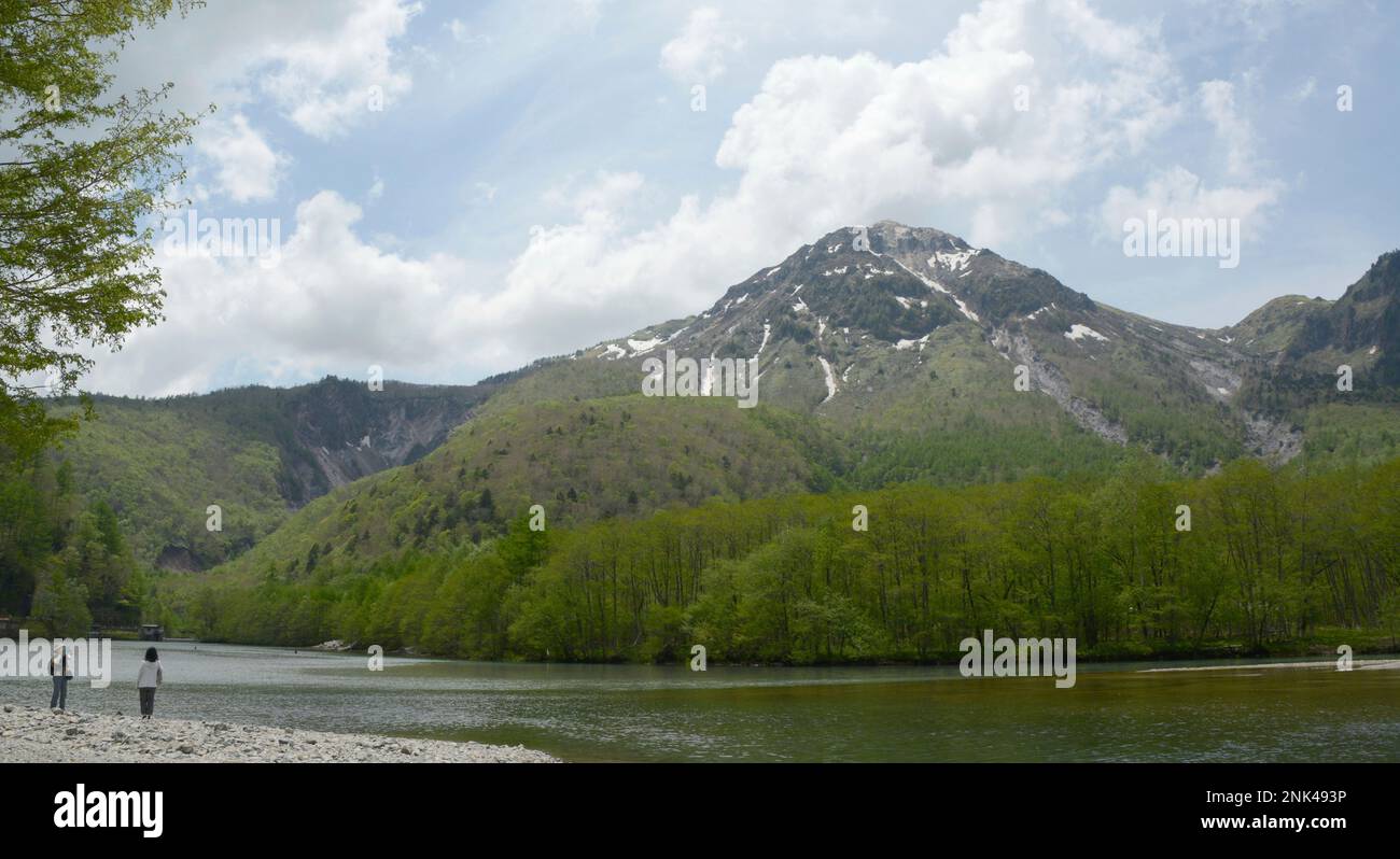 Mount Yake, Yake Dake, is pictured in the background of the Taisho-ike ...