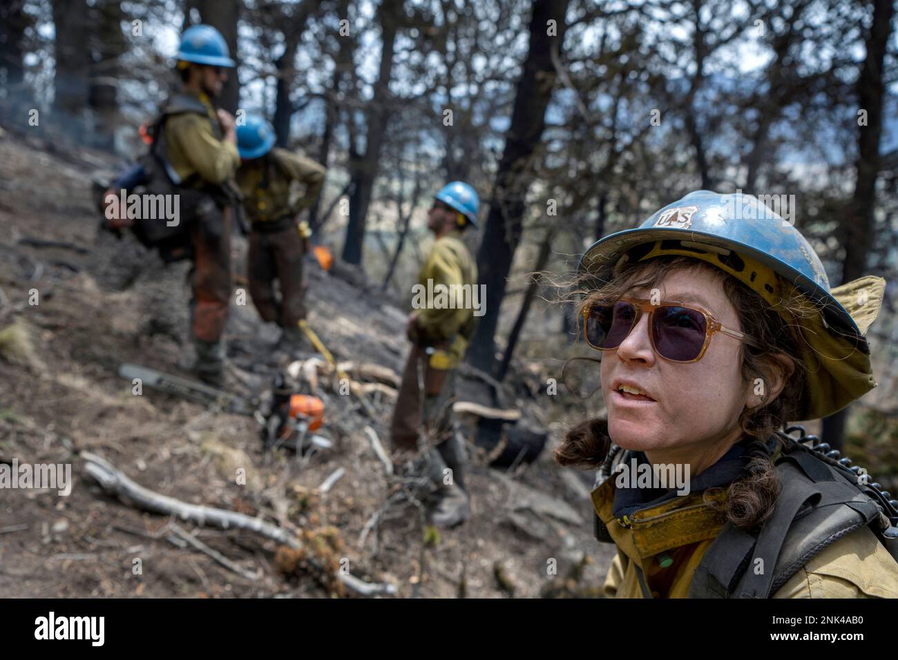 Hannah Kligman, squad boss assistant for the Carson Hot Shots, leads ...