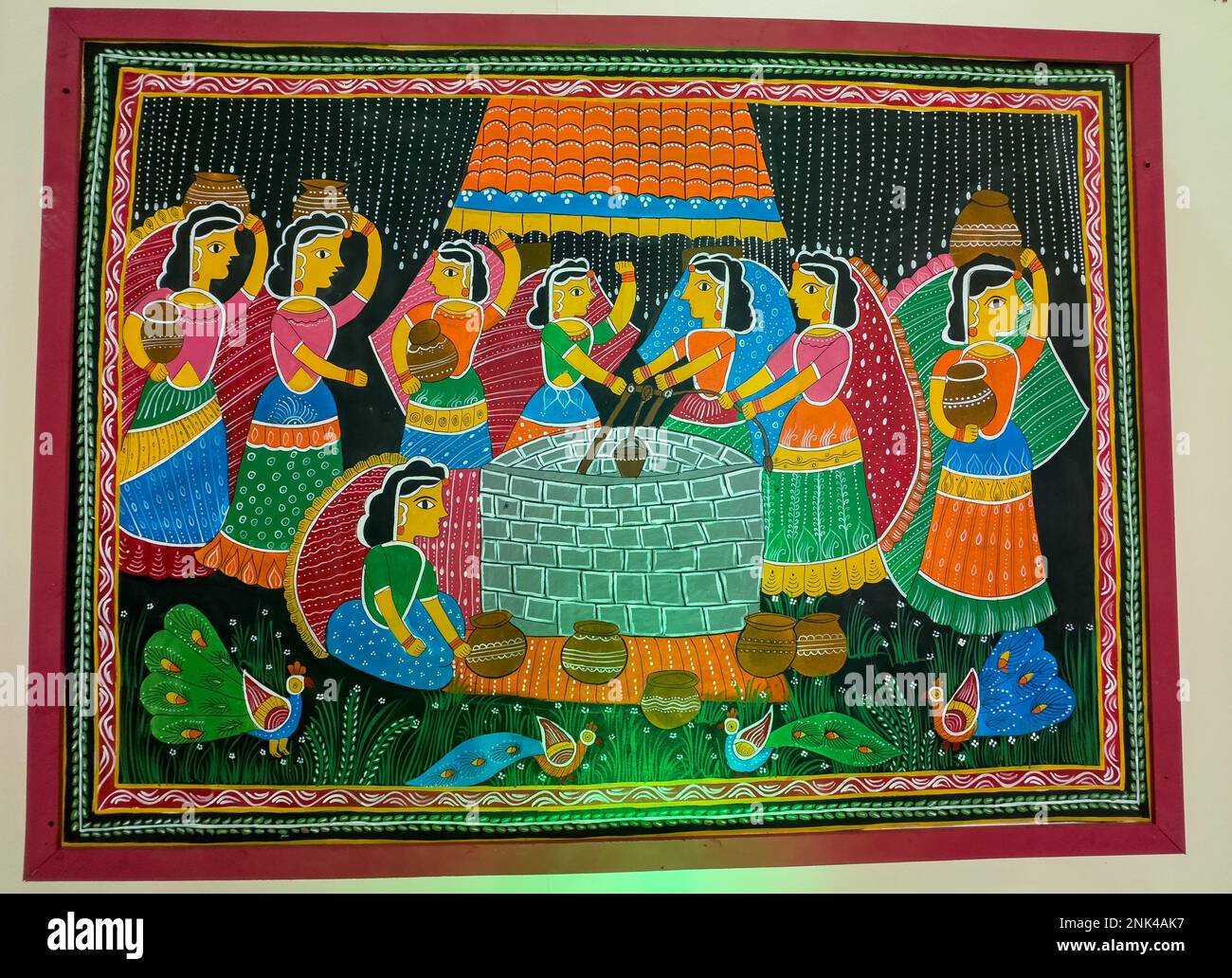 Handmade madhubani painting with oil colors on canvas Stock Photo - Alamy