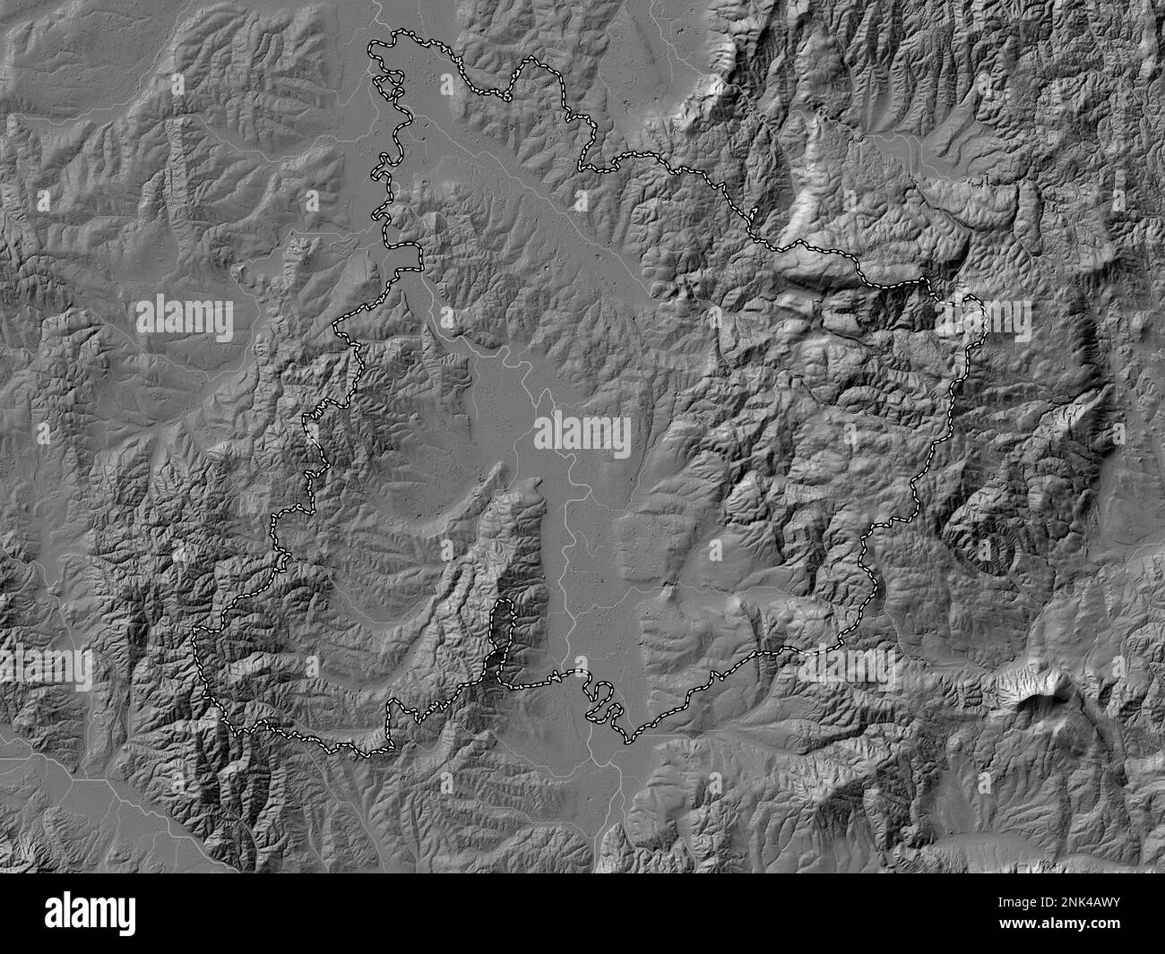 Pomoravski, district of Serbia. Bilevel elevation map with lakes and ...