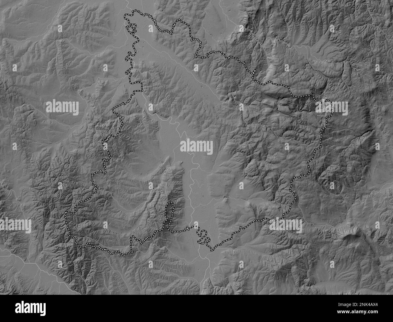 Pomoravski, district of Serbia. Grayscale elevation map with lakes and ...