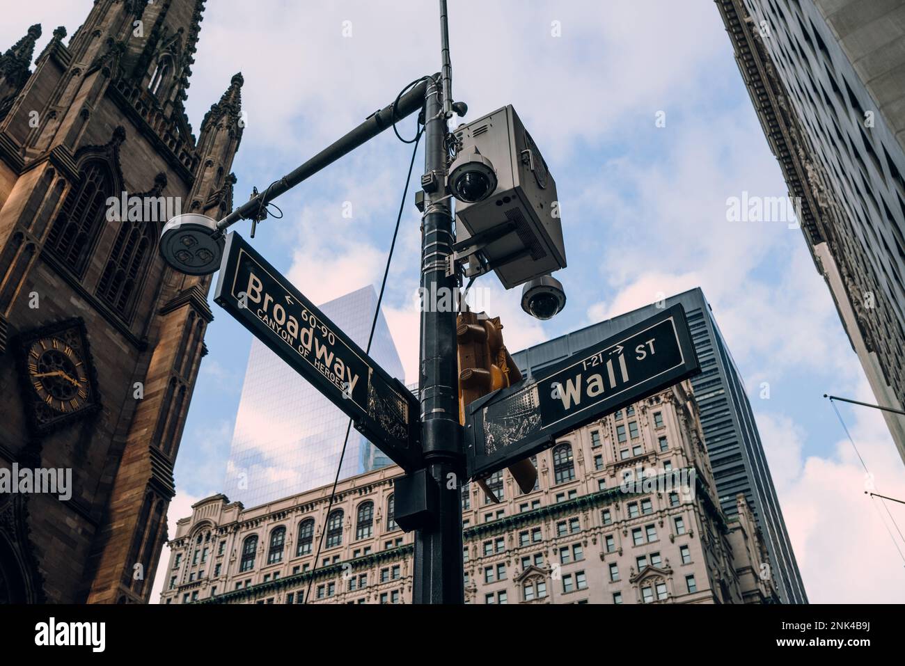 New York, USA - November 25, 2022: NYPD camera above street name signs ...