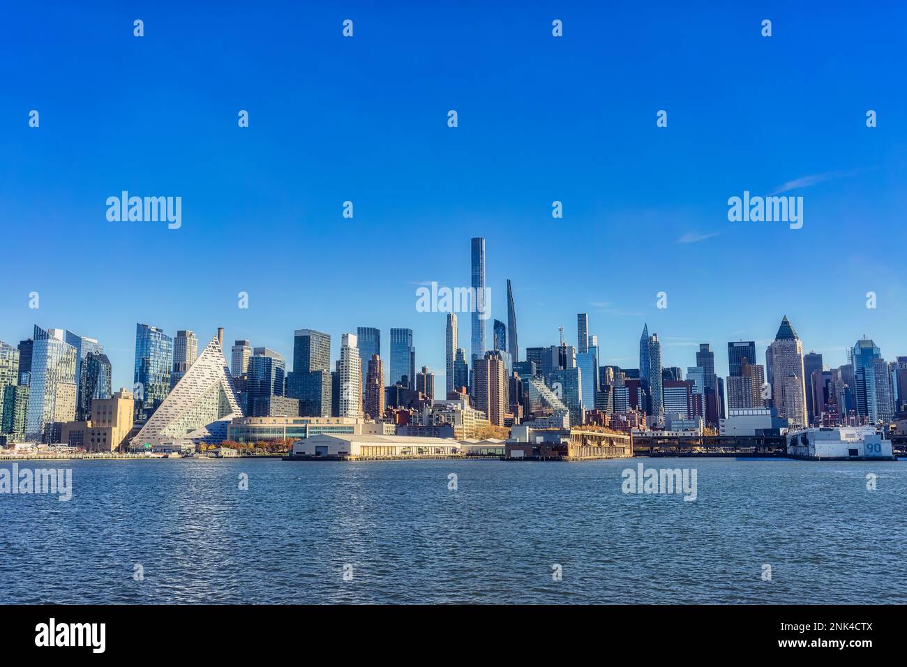 Scenic view of the New York Manhattan skyline seen from across the ...