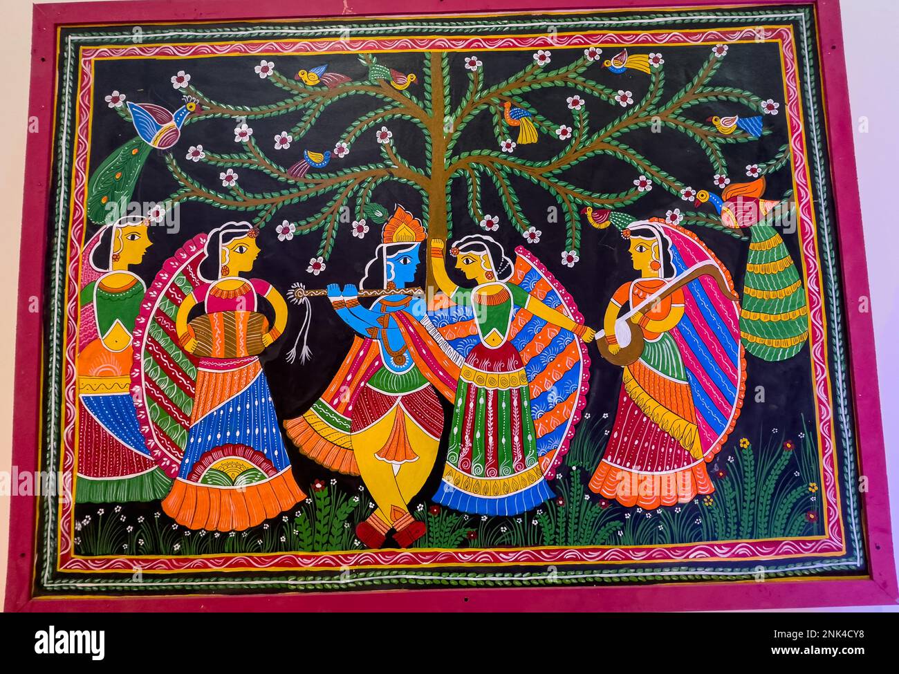 Handmade madhubani painting with oil colors on canvas Stock Photo - Alamy