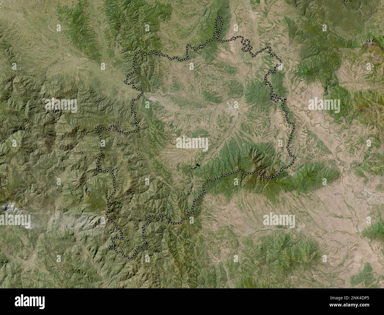 Rasinski, district of Serbia. Low resolution satellite map Stock Photo ...