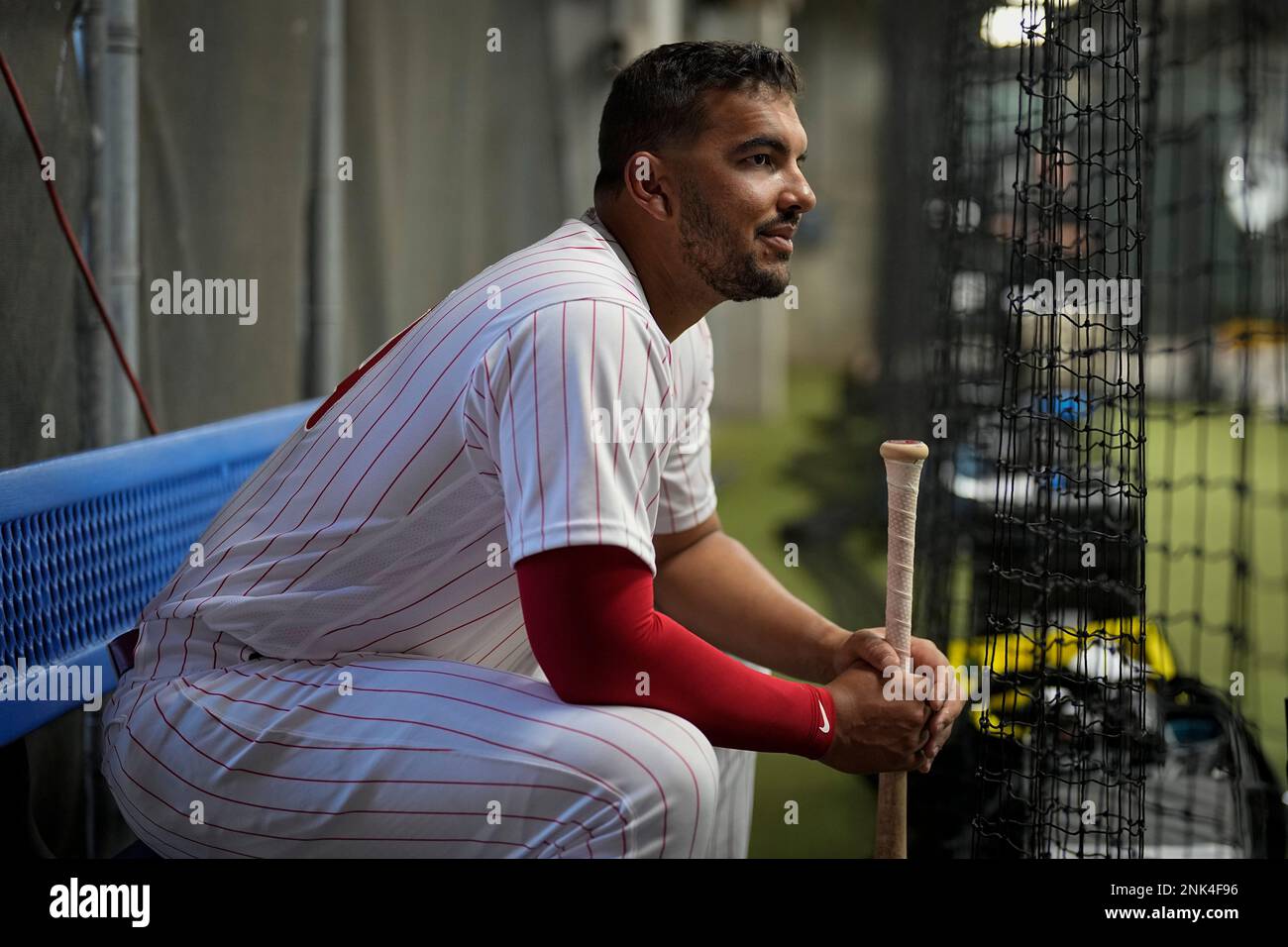 Philadelphia Phillies first baseman Darick Hall waits to get his ...