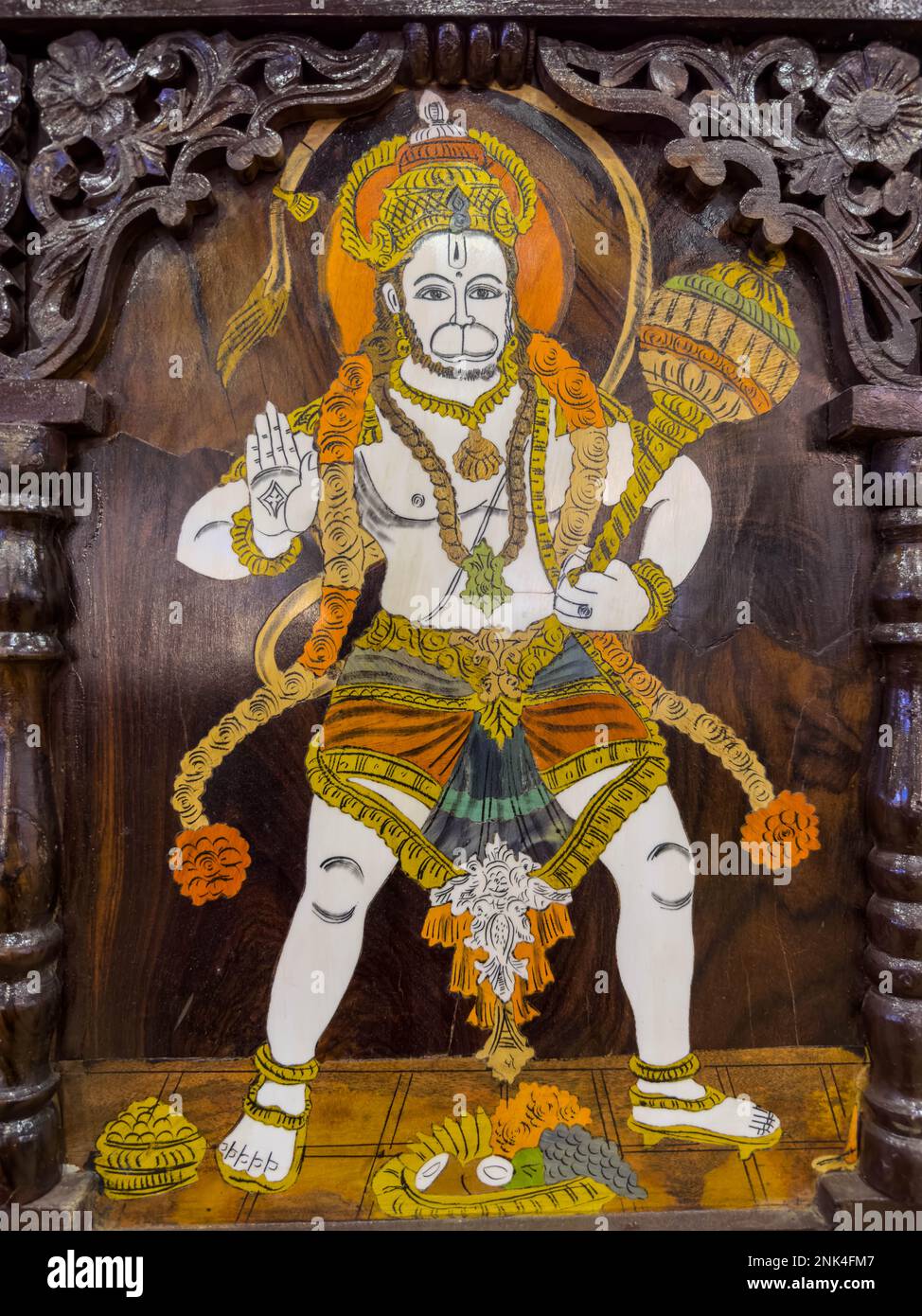 Indian hindu god handmade painting on wooden canvas with frame ...