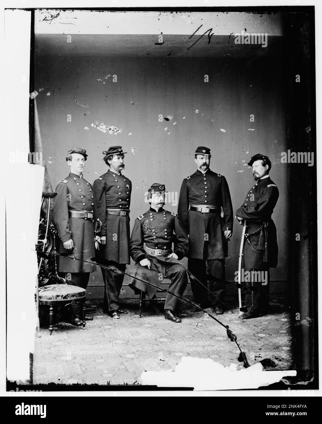 Portrait of General Daniel E. Sickles and his staff, featured in the Brady-Handy Collection at ...