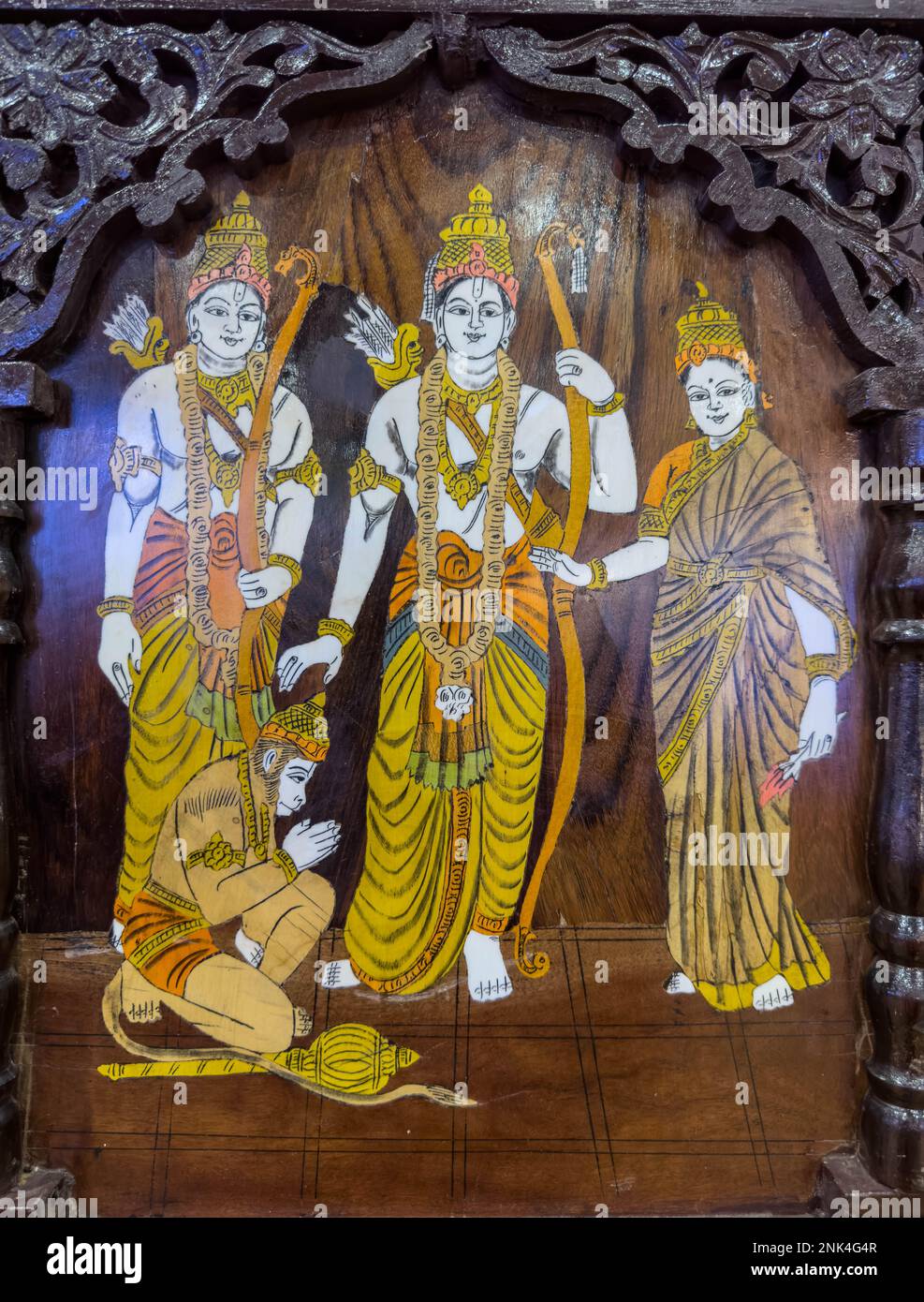 Indian hindu god handmade painting on wooden canvas with frame ...
