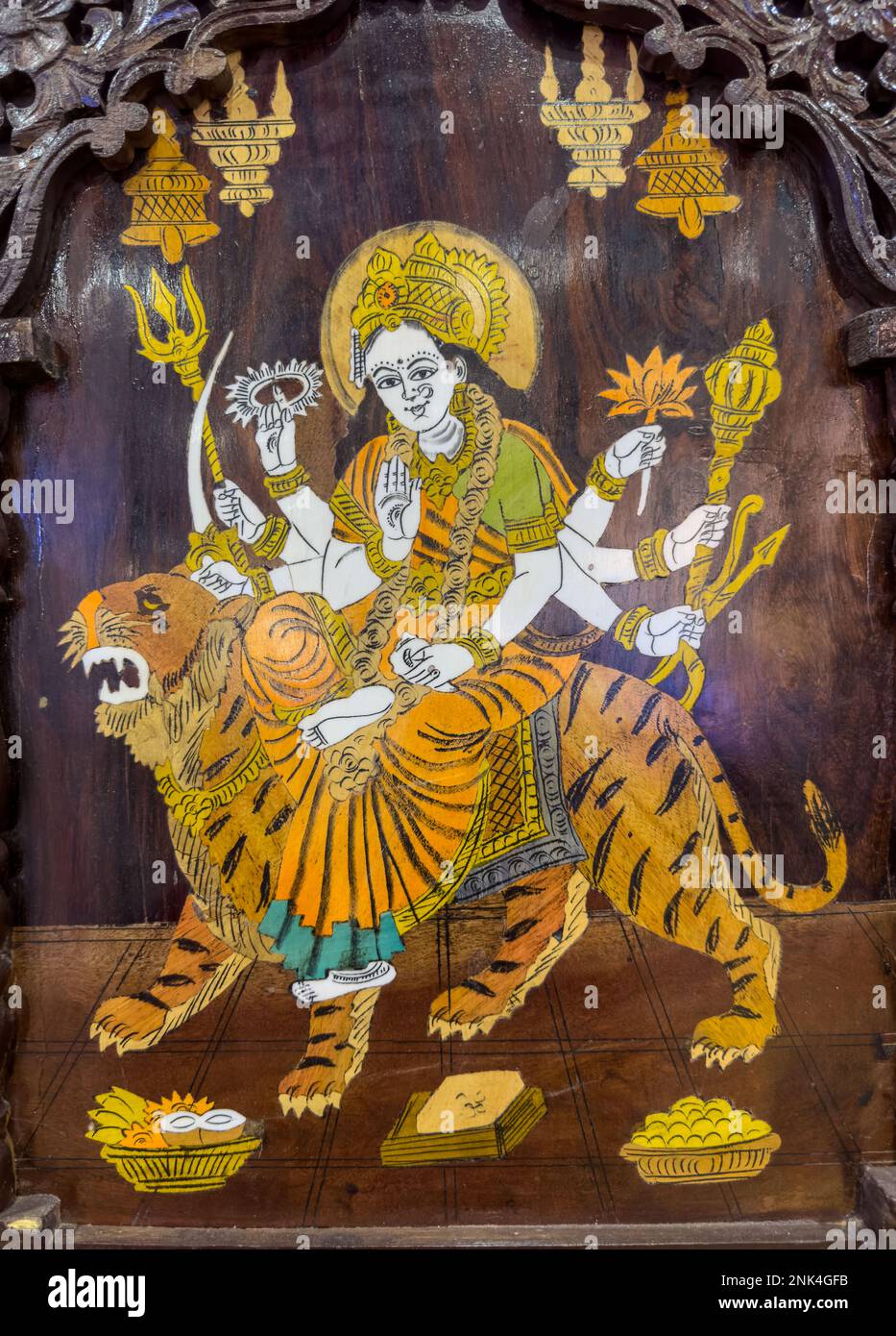 Indian hindu god handmade painting on wooden canvas with frame ...