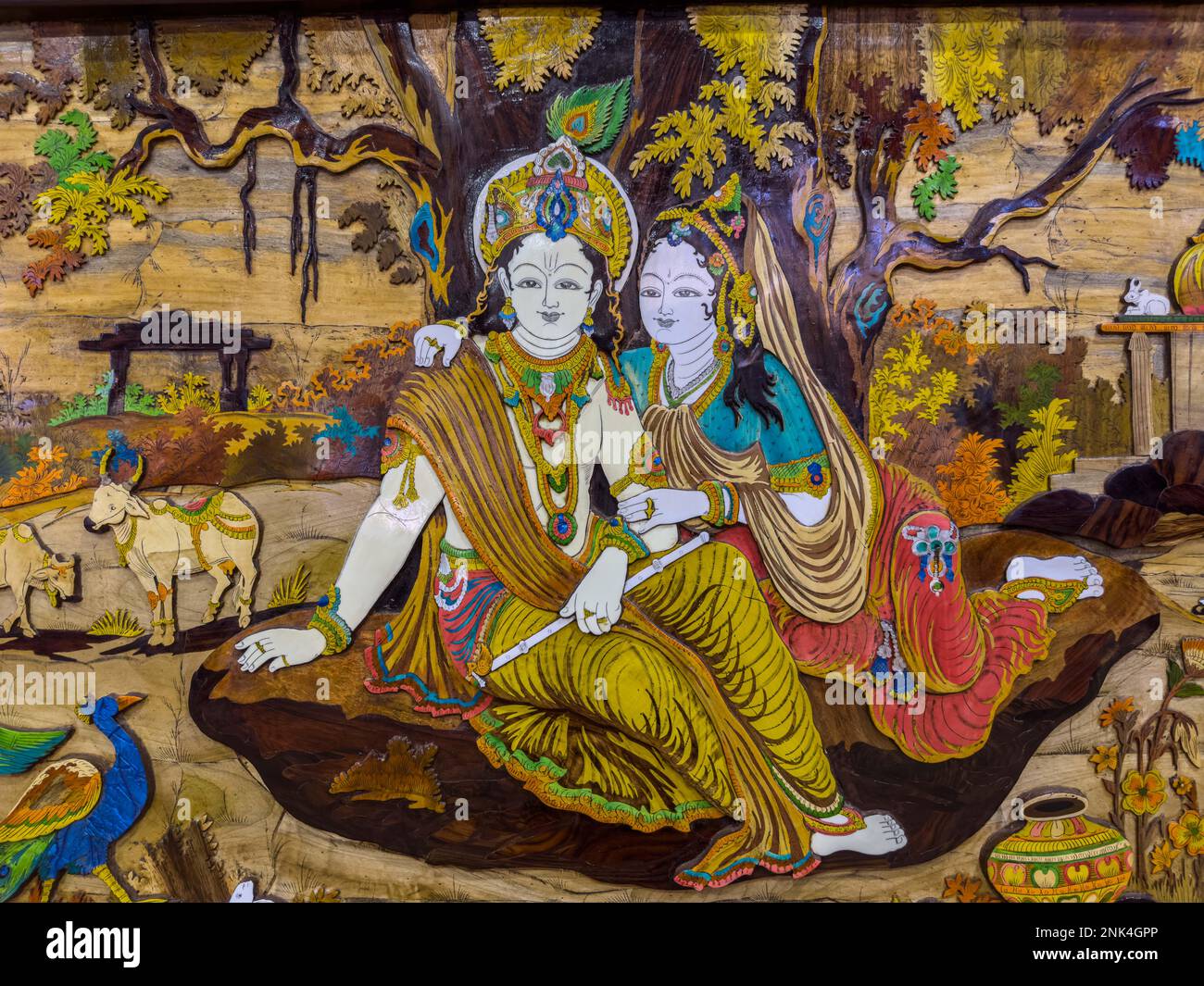 Indian hindu god handmade painting on wooden canvas with frame ...