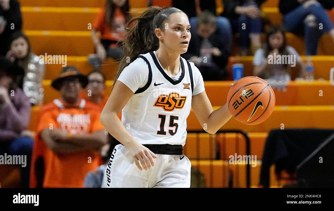 Oklahoma State guard Lexy Keys (15) during an NCAA college basketball ...