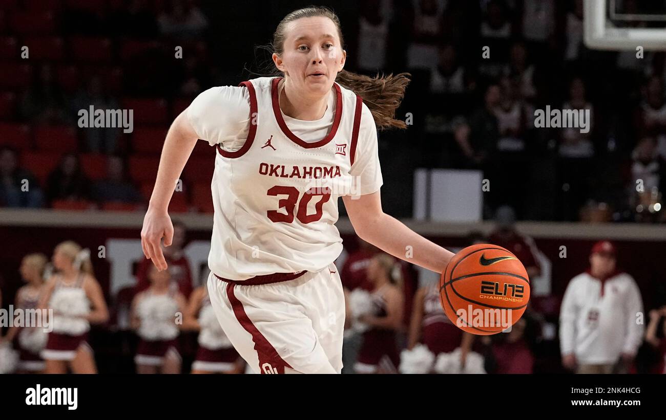 Oklahoma guard Taylor Robertson (30) during an NCAA college basketball ...