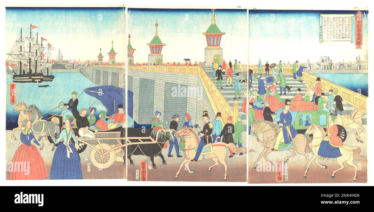 Utagawa Yoshitora - triptych Igirisukoku Rondon no zu - 1866 ...