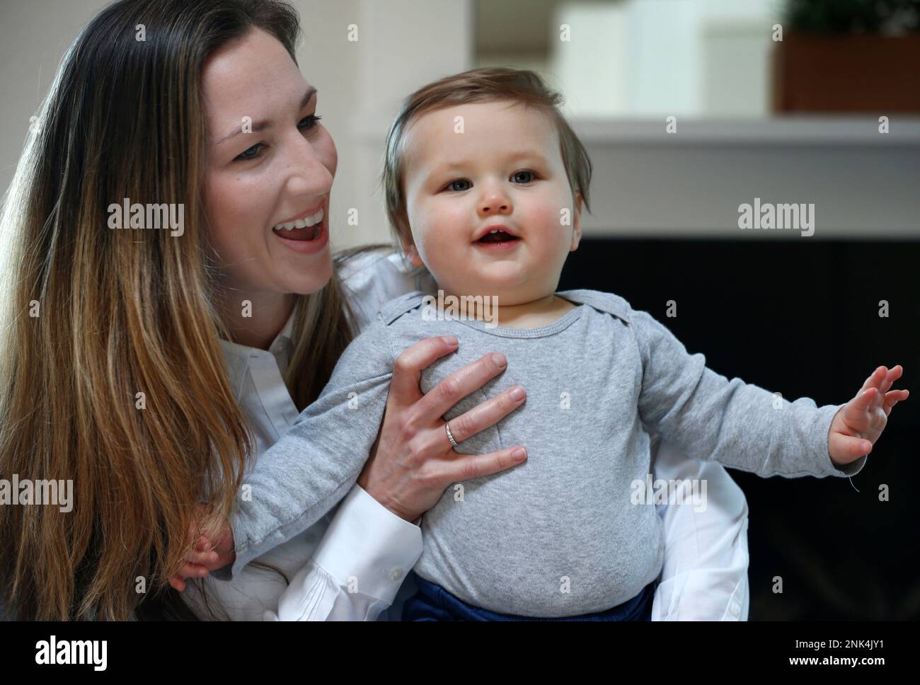 Lauren McClelland spends time with her 10-month-old son Lucas Gunn at ...