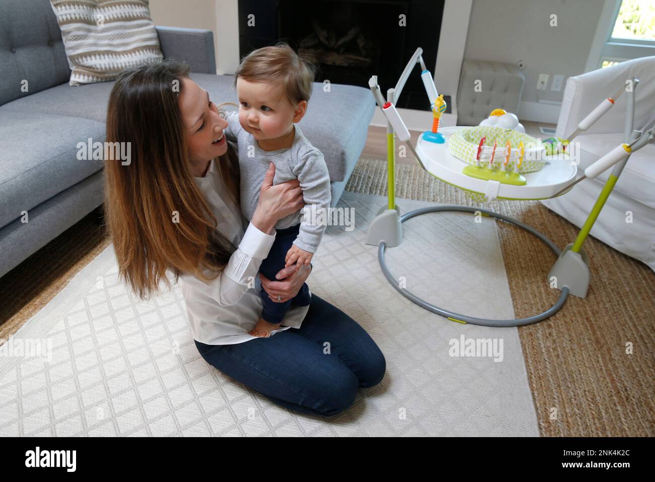 Lauren McClelland spends time with her 10-month-old son Lucas Gunn at ...