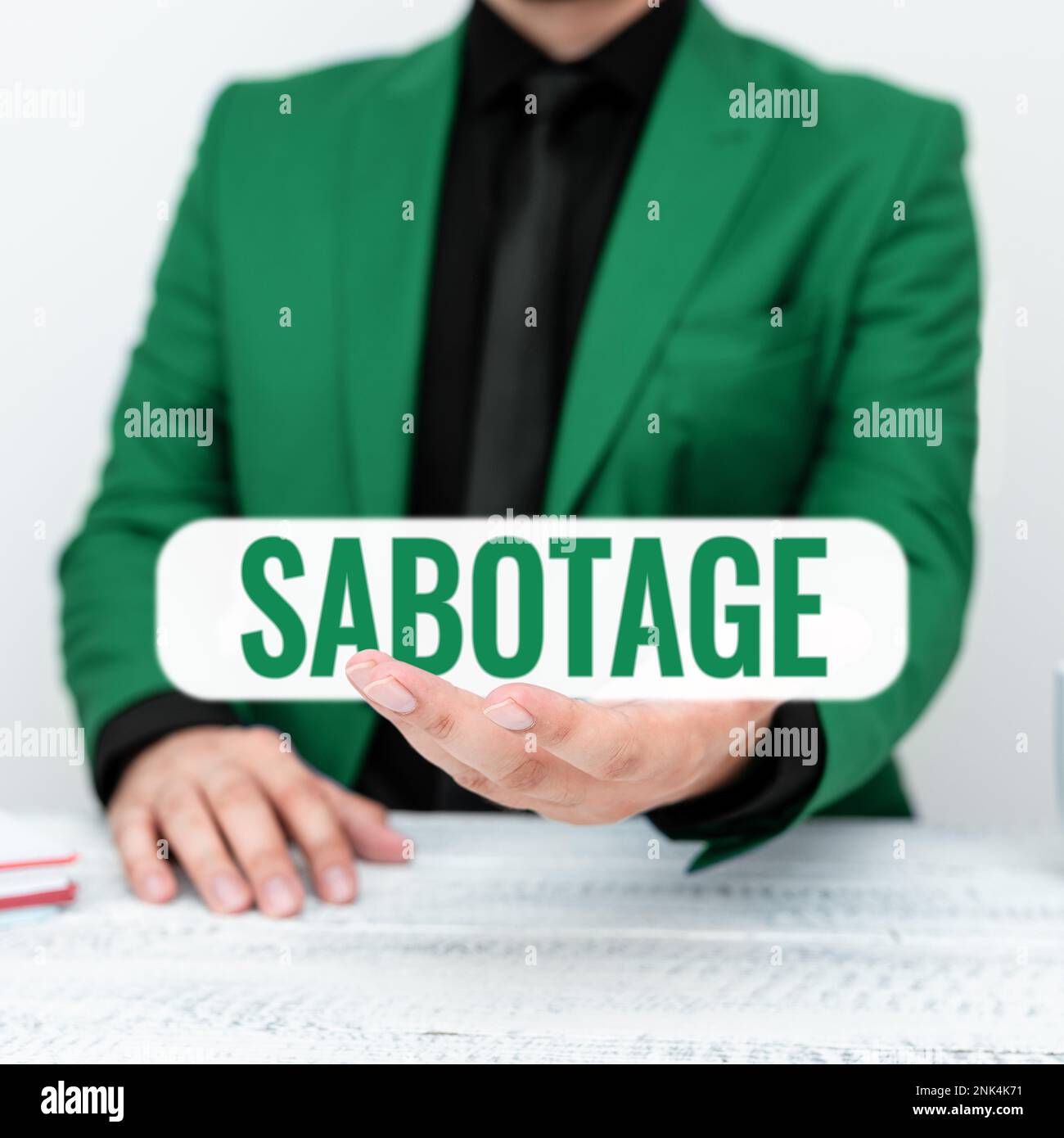 Hand writing sign Sabotage. Concept meaning destruction of an employer ...