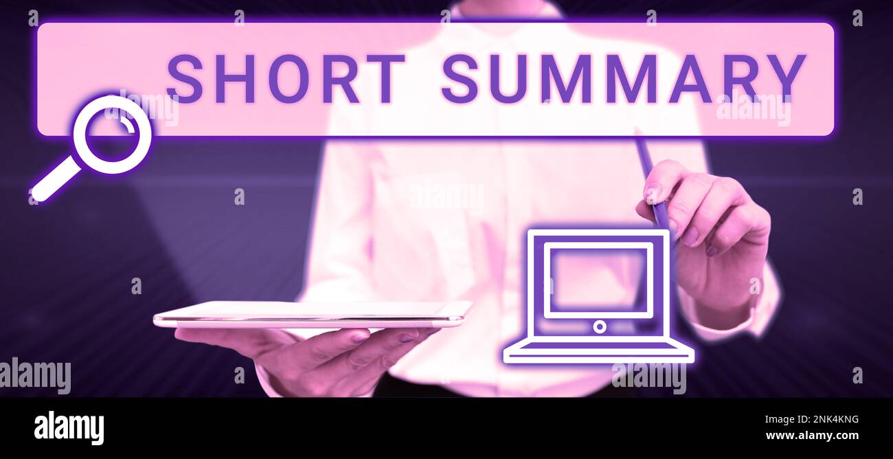 Text caption presenting Short Summary. Word Written on Brief statement ...