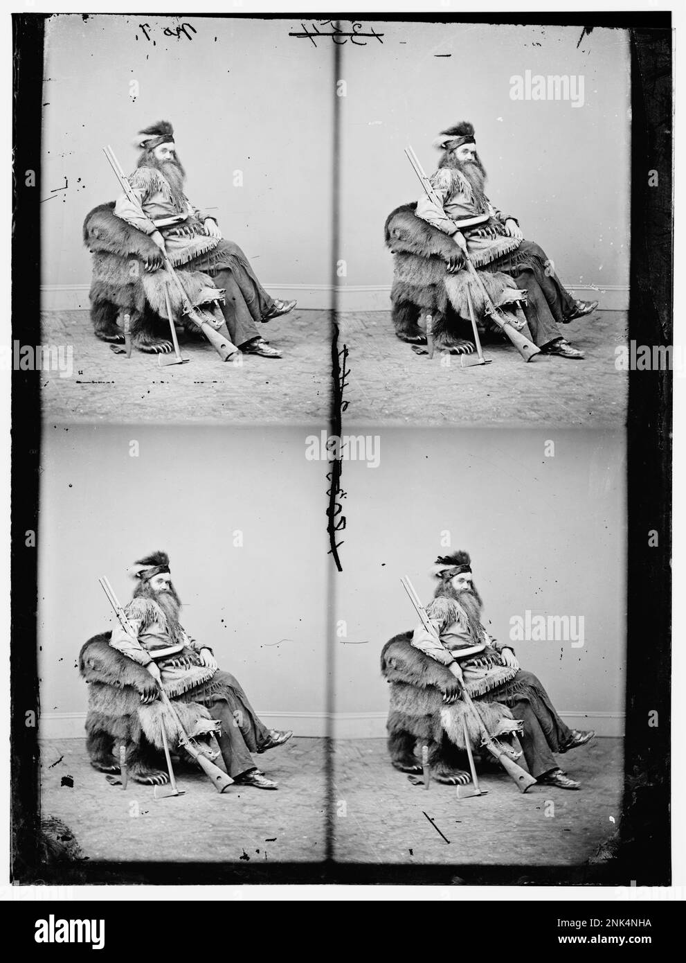 Portrait of Seth Kinman, a famous American hunter and pioneer, from the ...