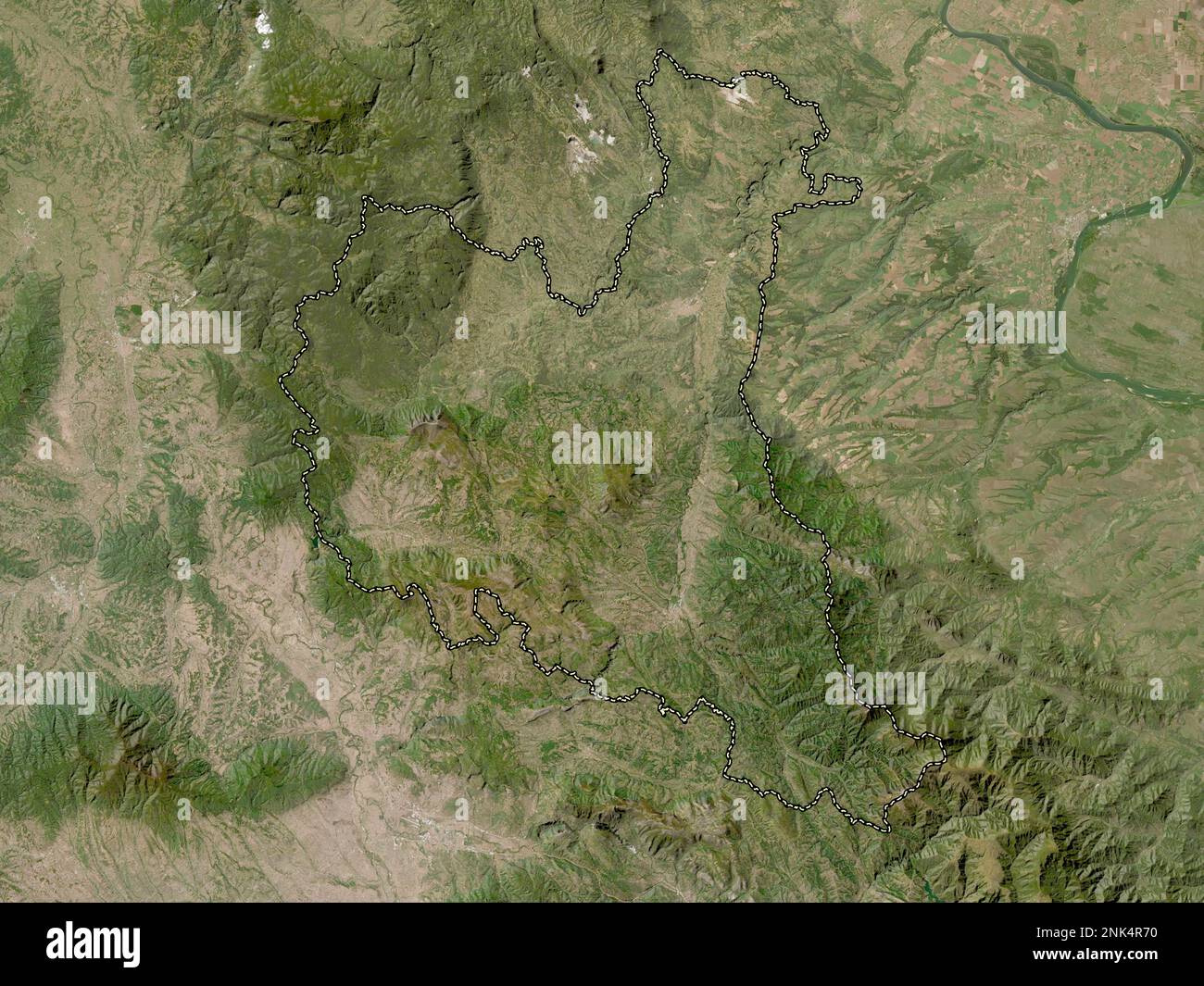 Zajecarski, district of Serbia. Low resolution satellite map Stock ...