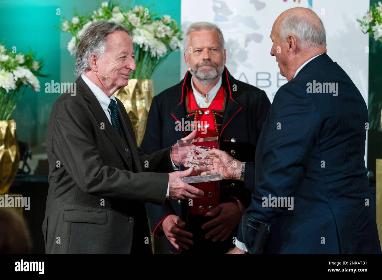 Norway's King Harald, right, awards the Abel Prize to the American ...