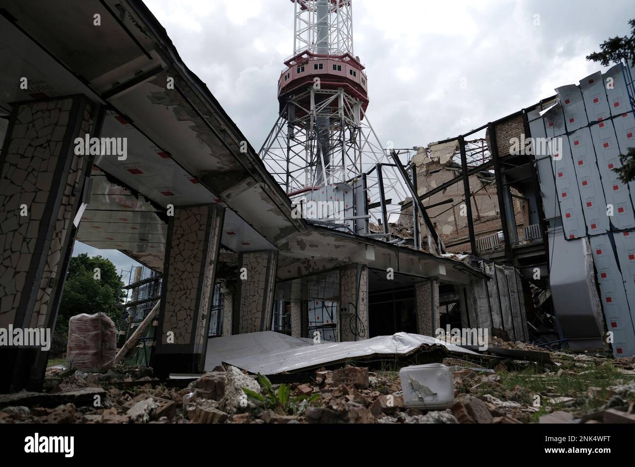 The facility of television pylon is destroyed by air raids in Kyiv ...