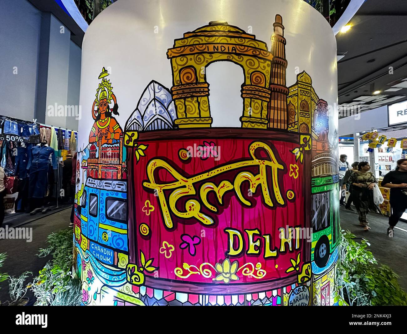 New Delhi, India - November 2022: Colorful painting on wall to ...