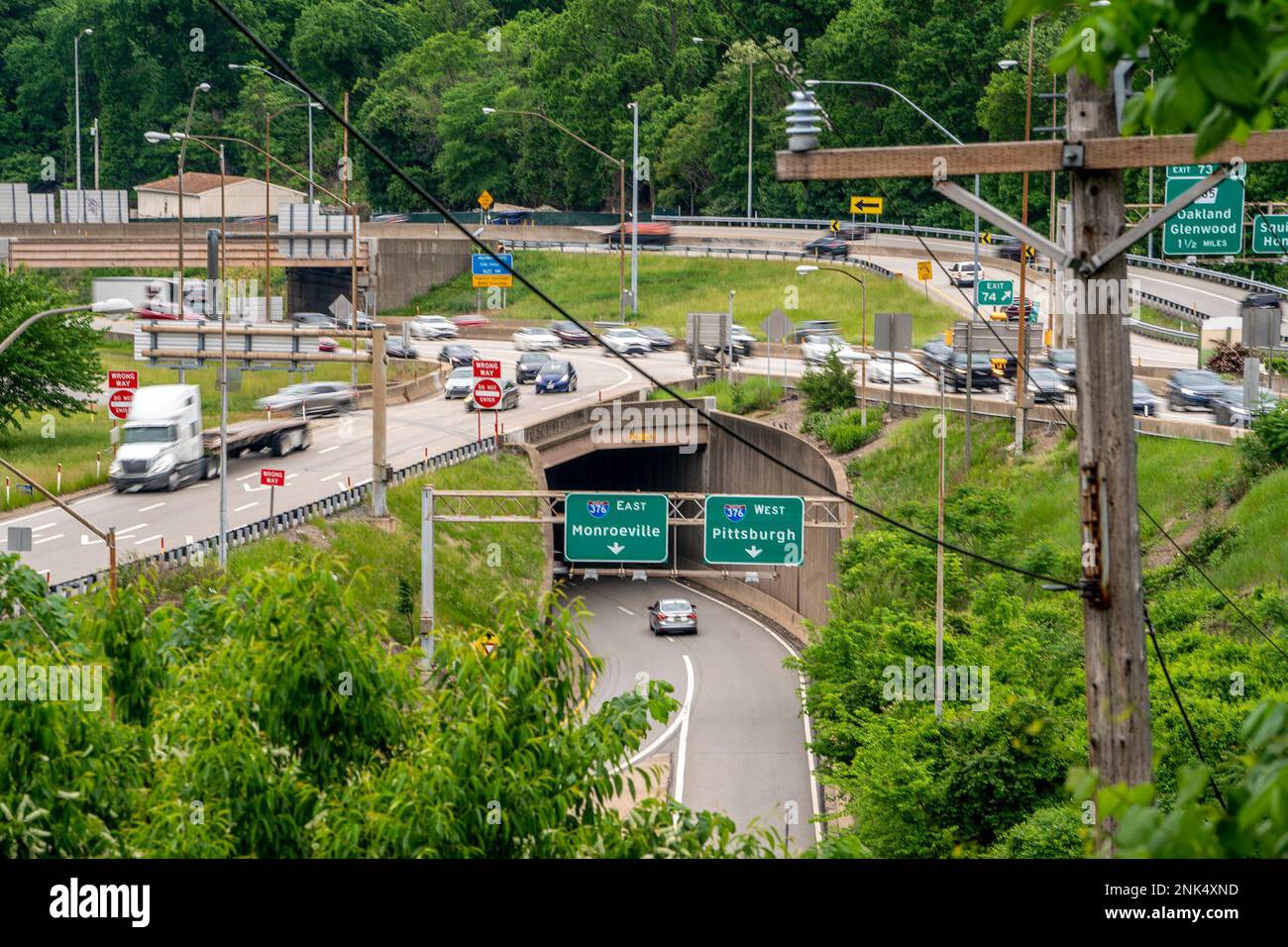 Vehicles travel on the Parkway East and Parkway West and on-ramps to ...